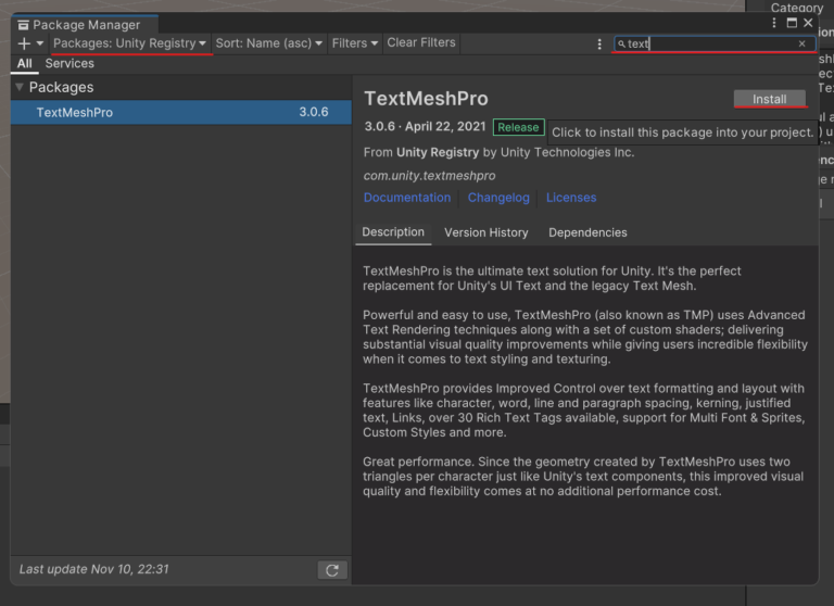 【Unity】【TextMeshPro】テキストメッシュプロの導入方法
